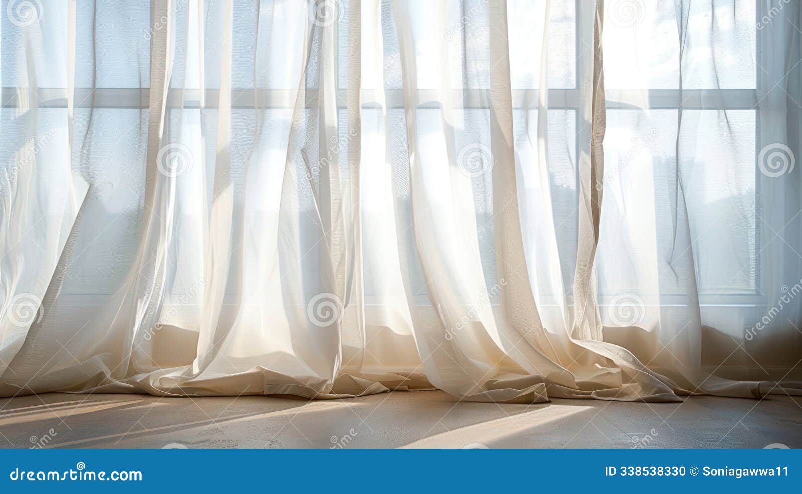 Sheer White Curtains with Sunlight Streaming through the Window Stock ...