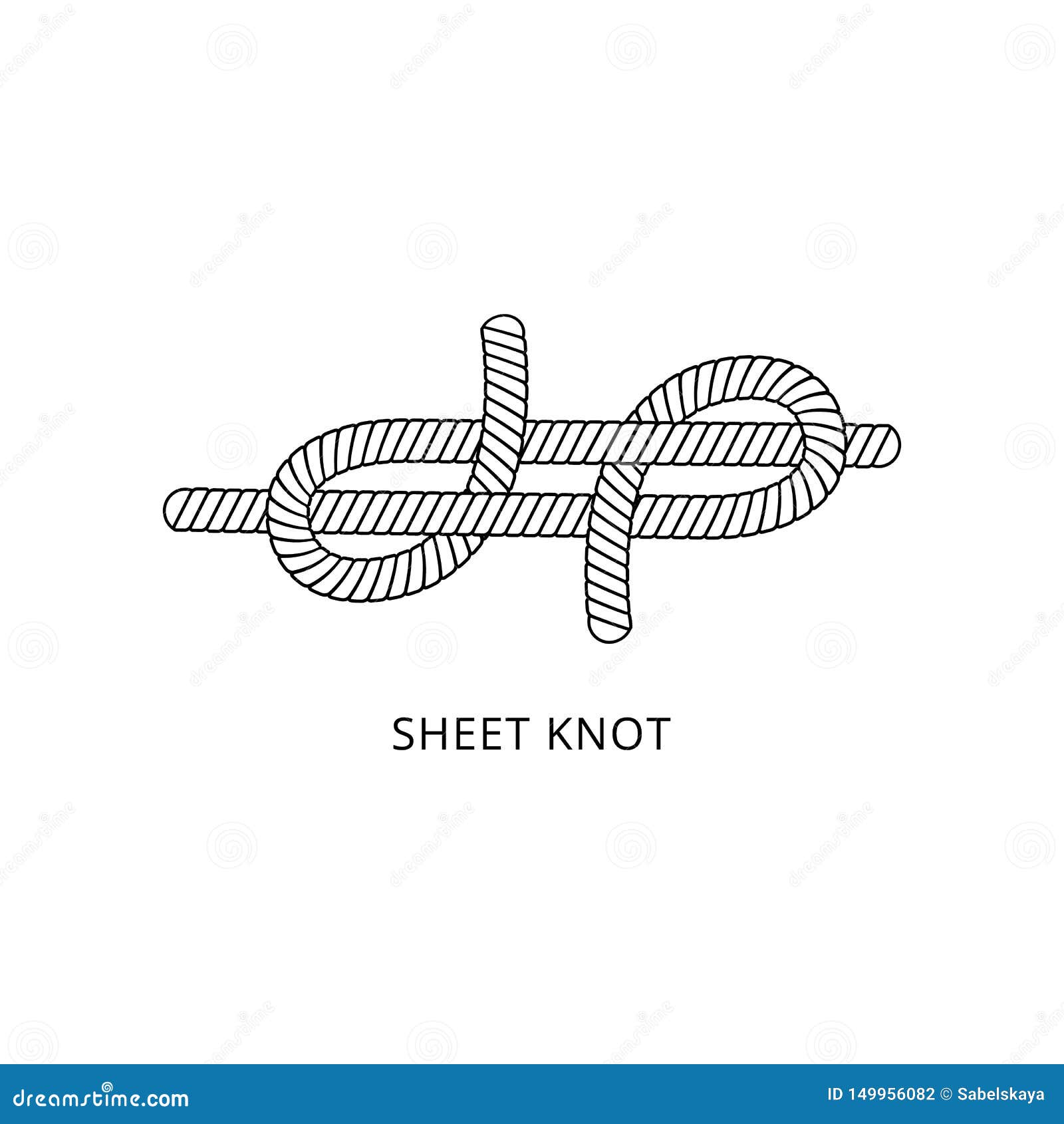 Sheet Bend Knot - Marine Rope Tied in Double Loop Line for Nautical ... Sheet Bend Knot - Marine Rope Tied in Double Loop Line for Nautical ...