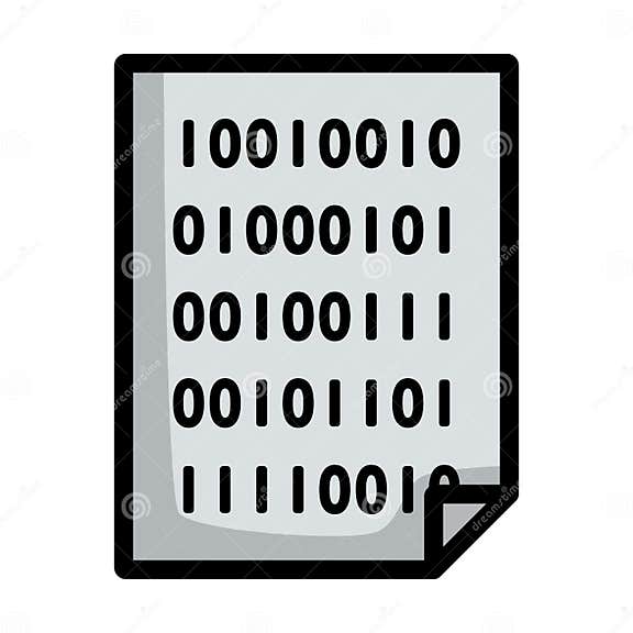 Sheet with Binary Code Icon Stock Vector - Illustration of matrix, bold ...