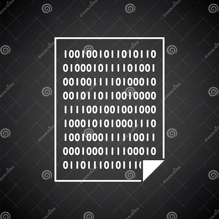 Sheet with Binary Code Icon Stock Vector - Illustration of black, sheet ...