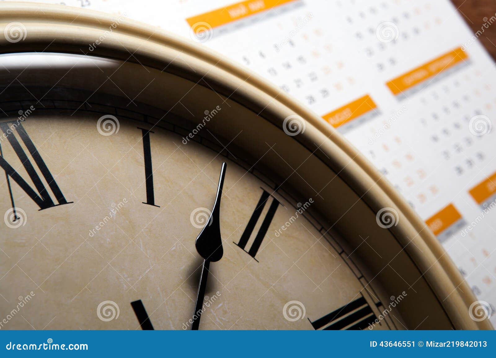 Sheet of a Calendar with the Number of Days and Clock Stock Image ...