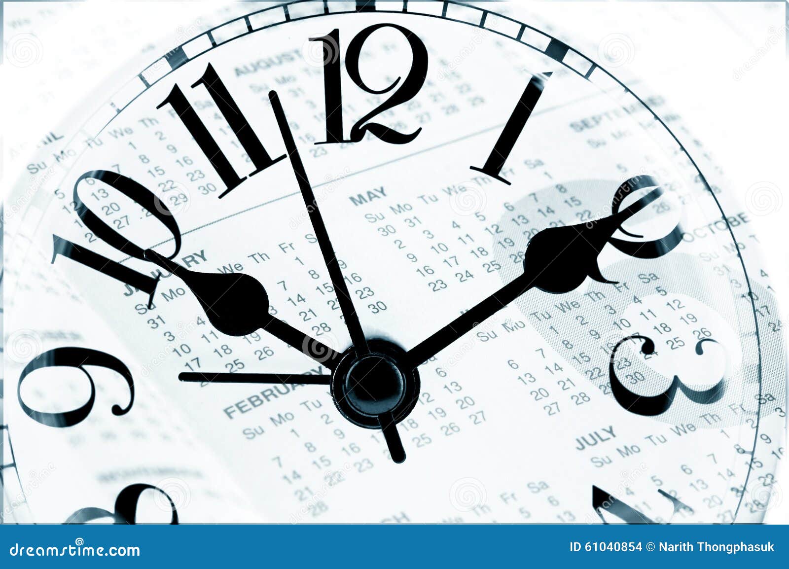 Sheet of a Calendar with the Number of Days and Clock Stock Photo ...