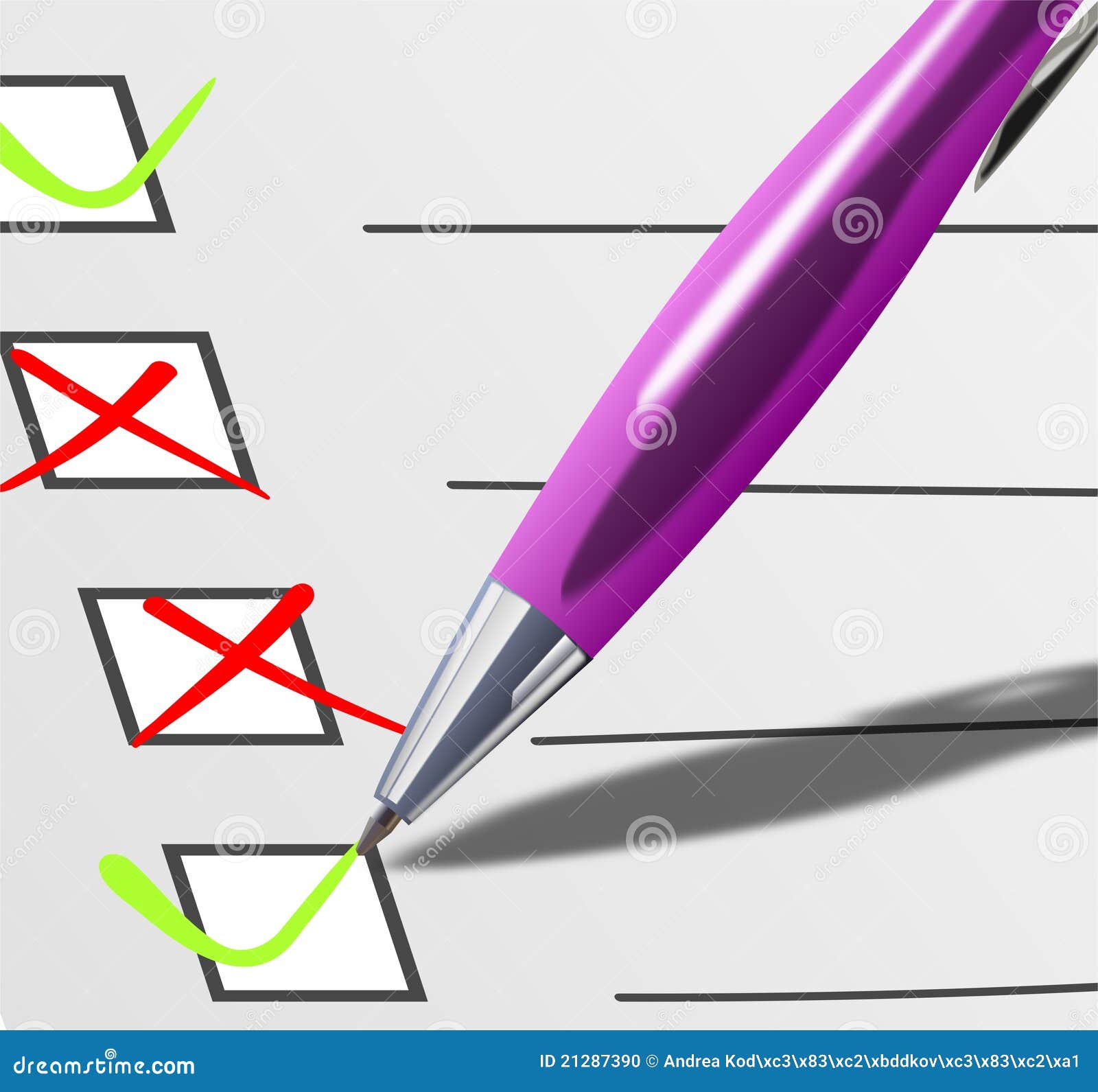 Check Boxes And Cross Marks In Sketch Hatching Style. Tick And Cross ...