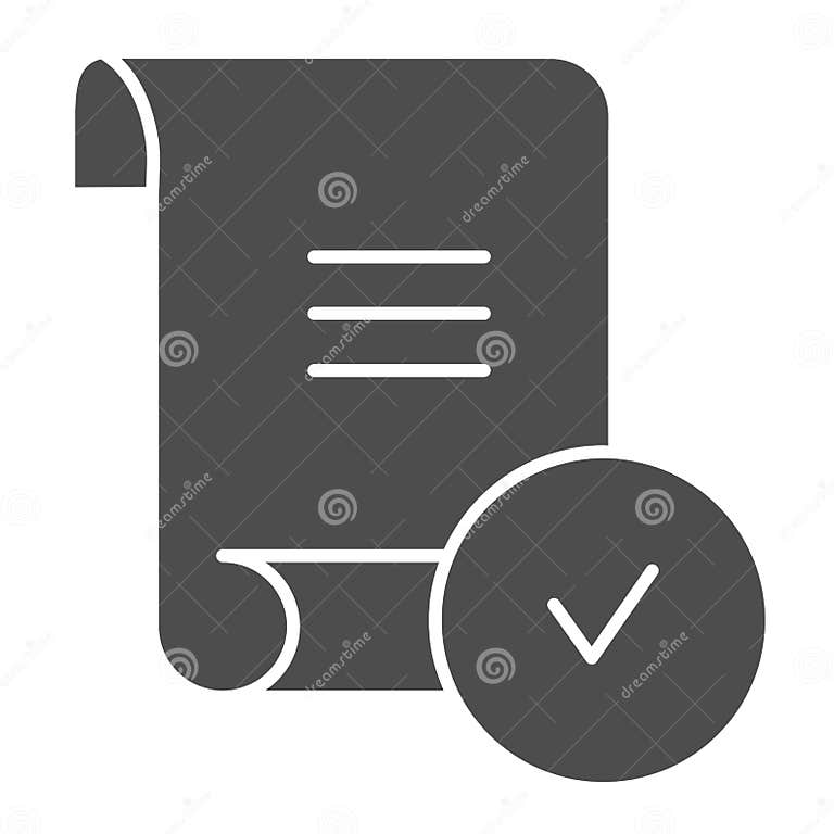 Sheet with Check Mark Solid Icon. Document with Tick Vector ...