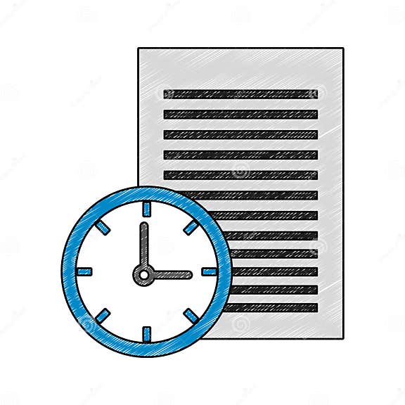 Sheet and Clock Symbol Scribble Stock Vector - Illustration of ...