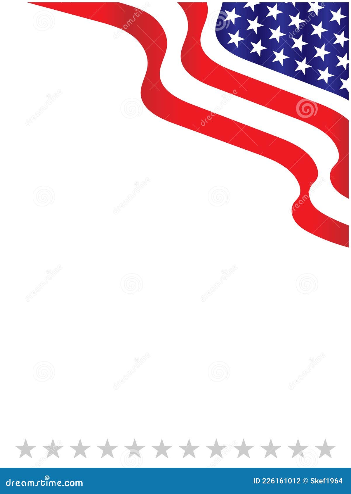 USA Flag Symbols Wavy Corner Border. Vector Illustration ...
