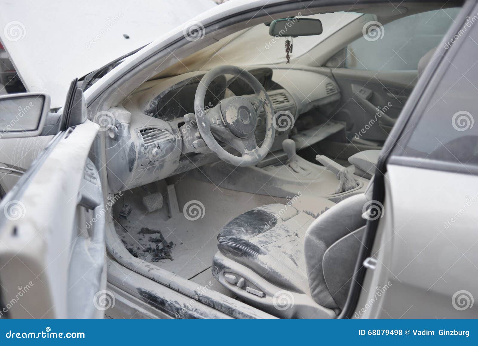 Sheet of Dust Inside the Car Stock Photo - Image of crumpled, machine ...