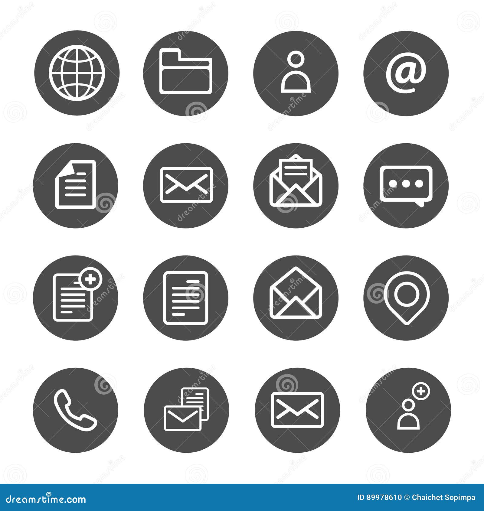 Sheet Email Call Line Global Communication Line Icon Set Stock Vector ...