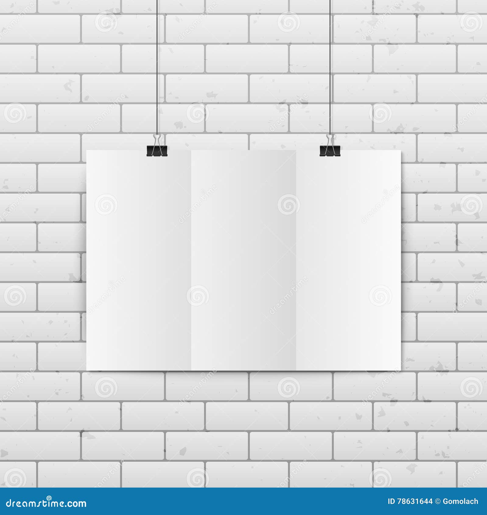 Sheet of Folded Paper Hangs on the Clamps. Stock Vector - Illustration ...