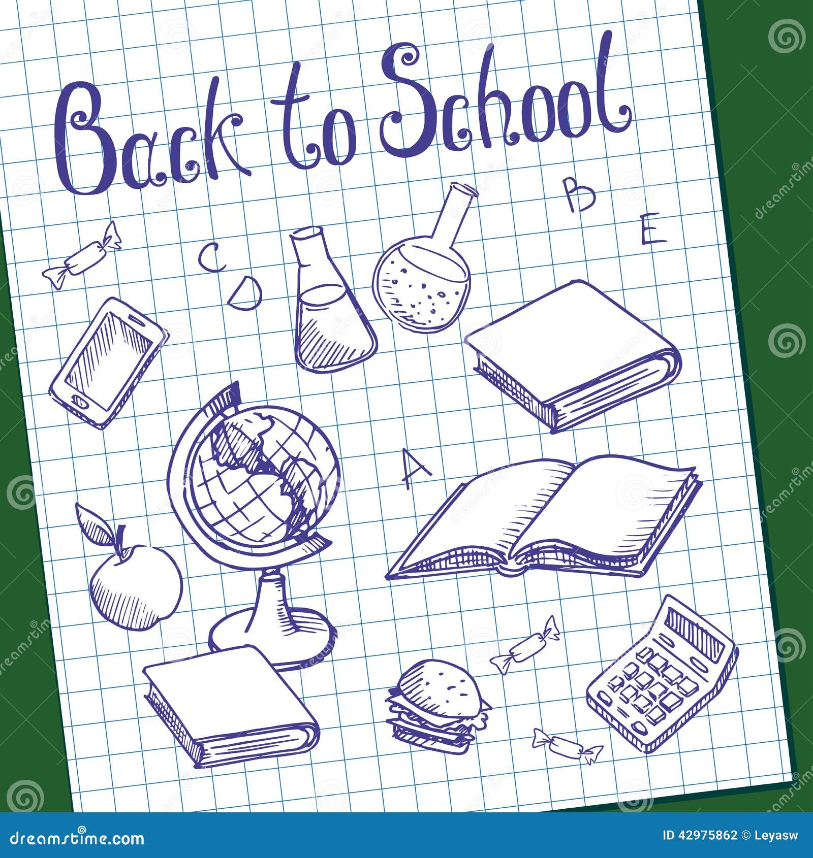 Sheet Of Graph Paper With Painted Objects On The Green School ...