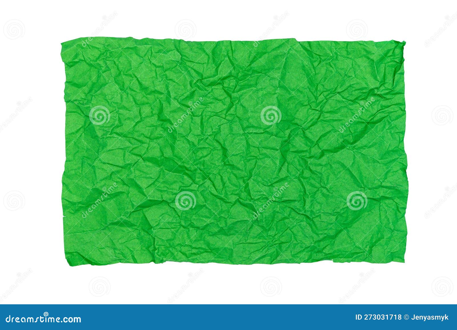 Sheet of Green Crumpled Paper Isolated on White Stock Photo - Image of ...