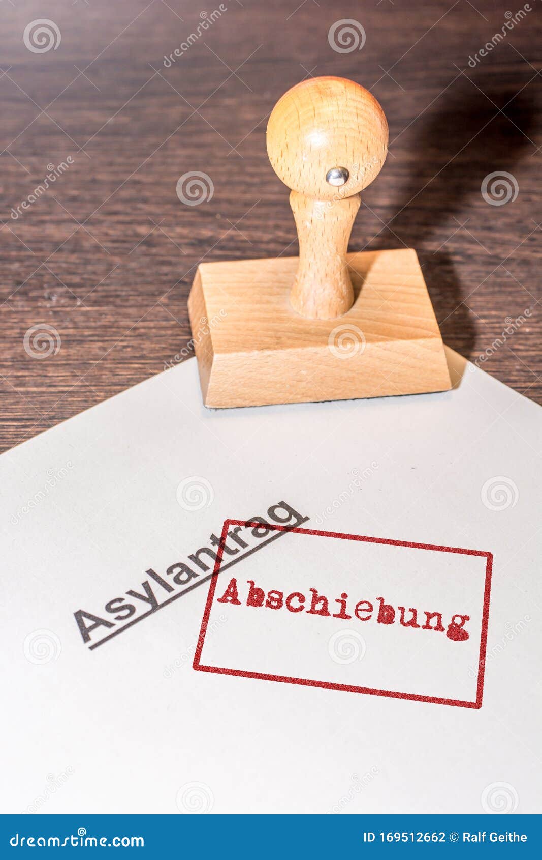 Asylum Application, a Stamp of the German Word `deportation` in ...
