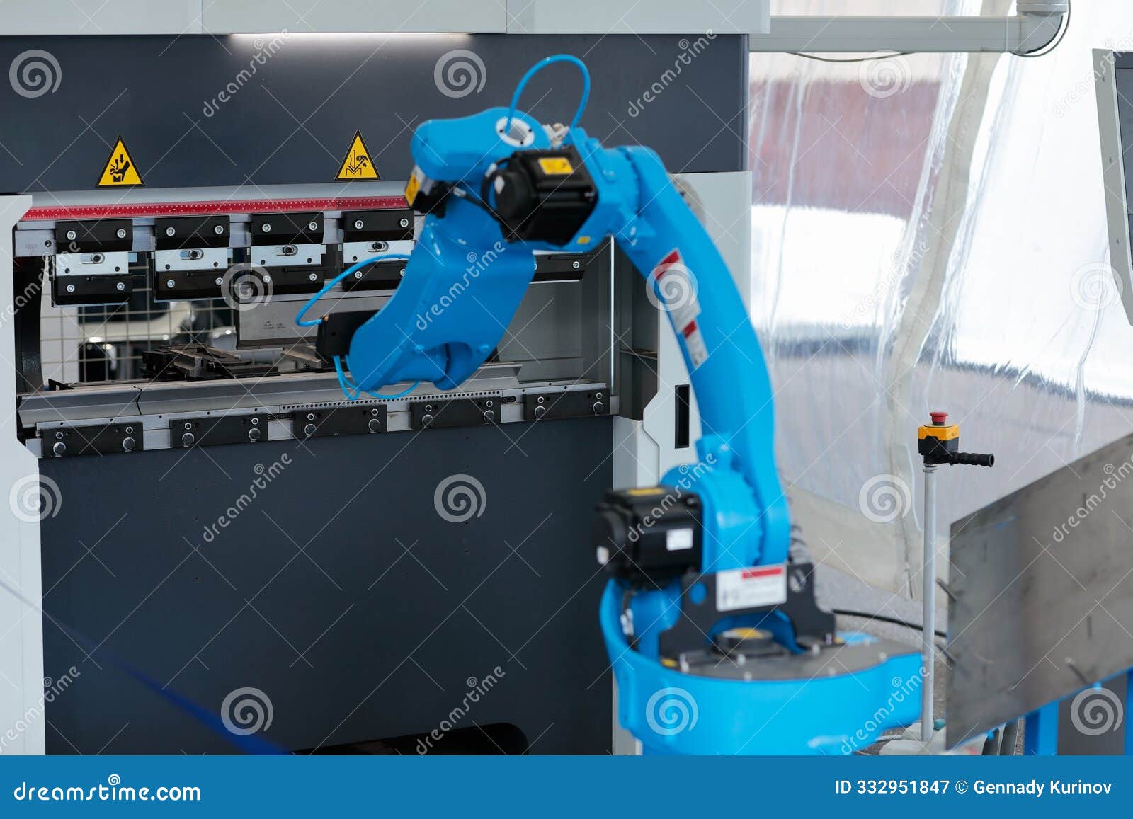 Sheet Metal Bending Machine and Industrial Robot Stock Image - Image of ...