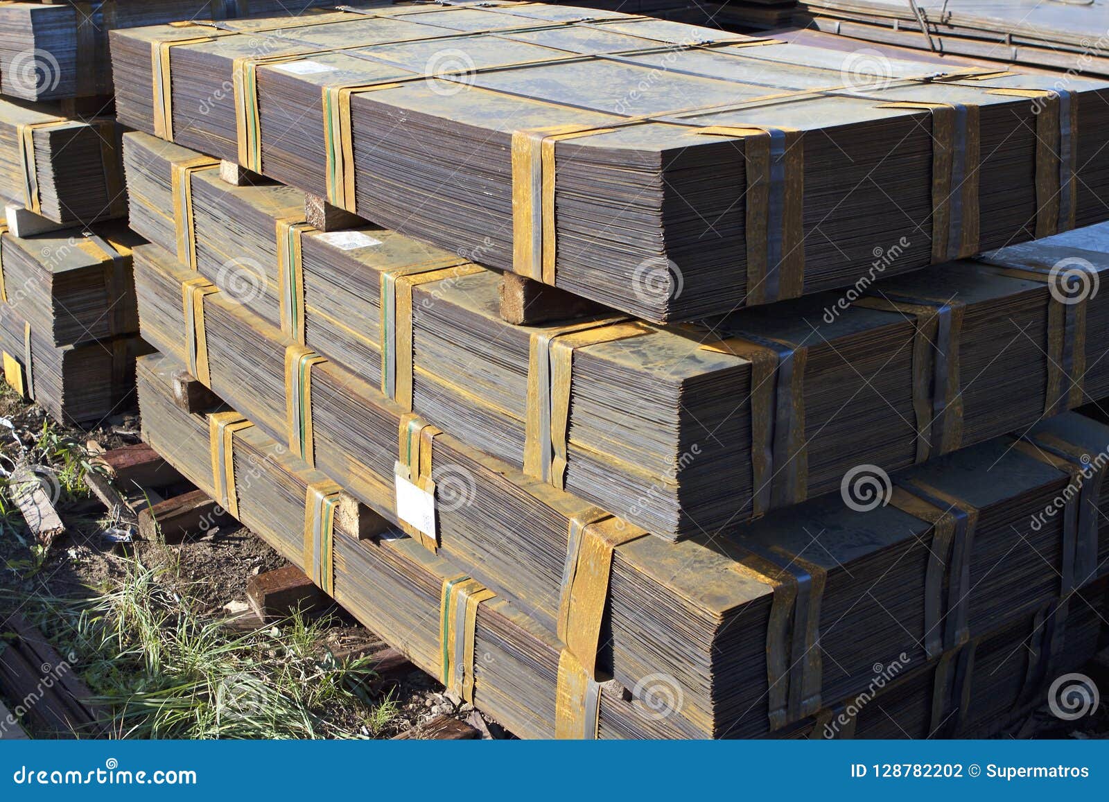 Sheet metal is in bundles stock photo. Image of steel - 128782202