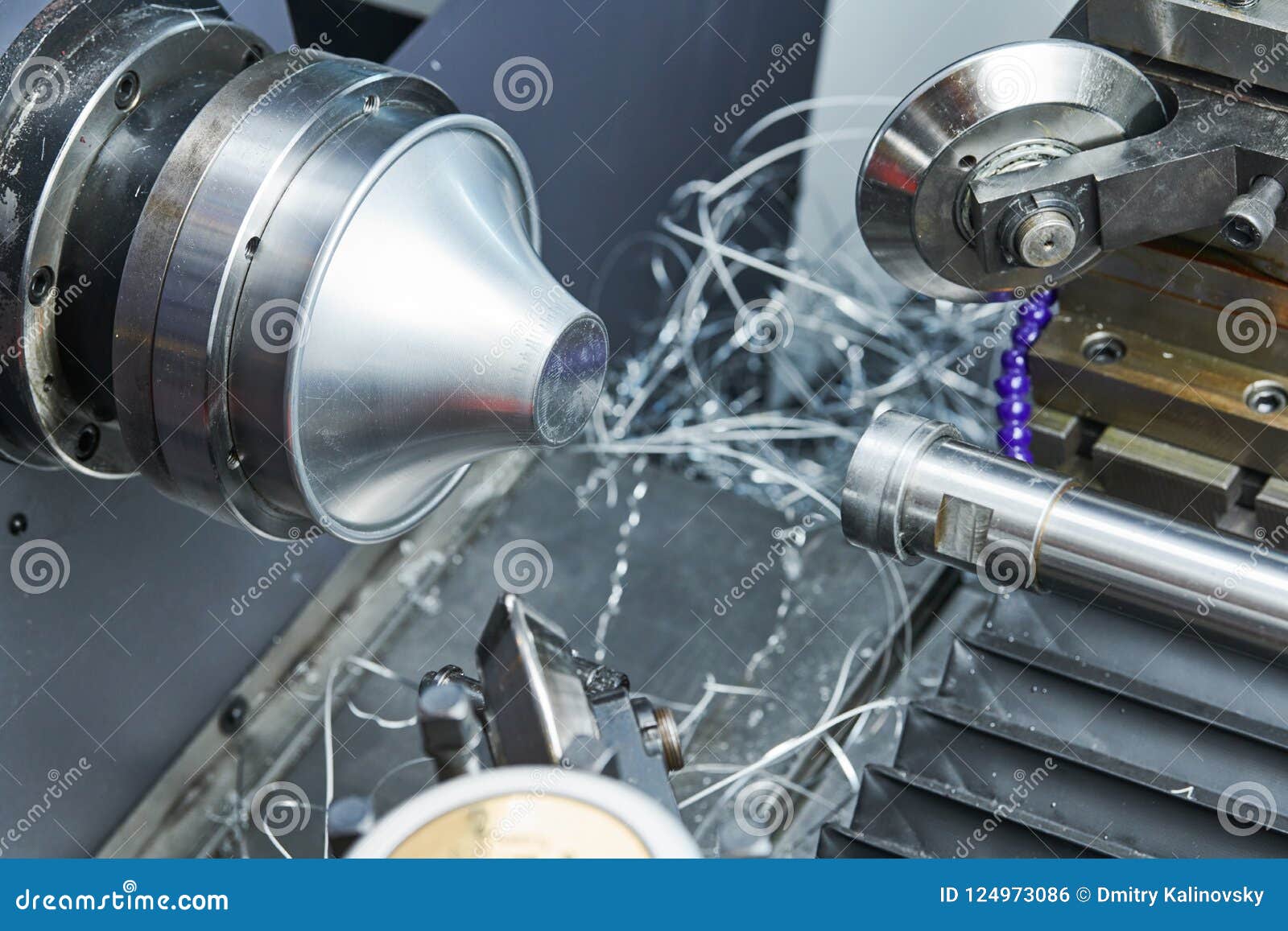 Sheet Metal Forming Processes. Spinning Blank on Cnc Lathe Machine ...