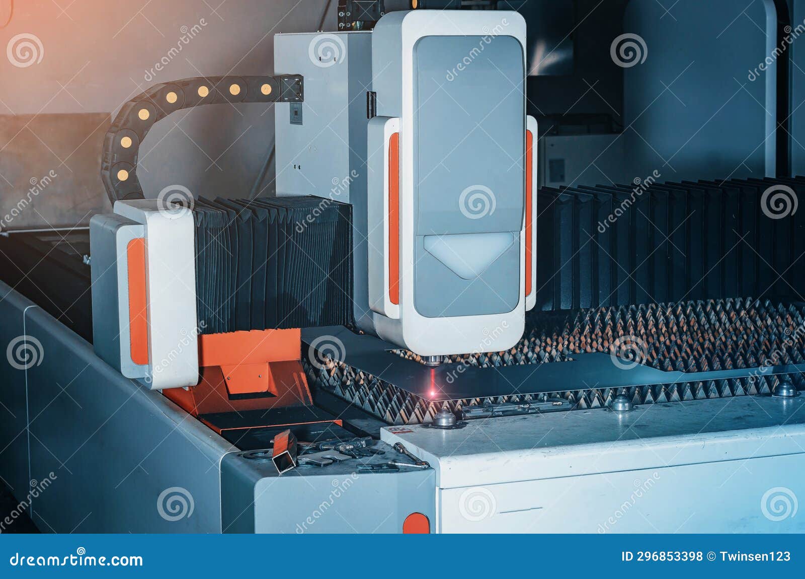 Sheet Metal Laser Cutting Machine in Modern Workshop Stock Photo ...