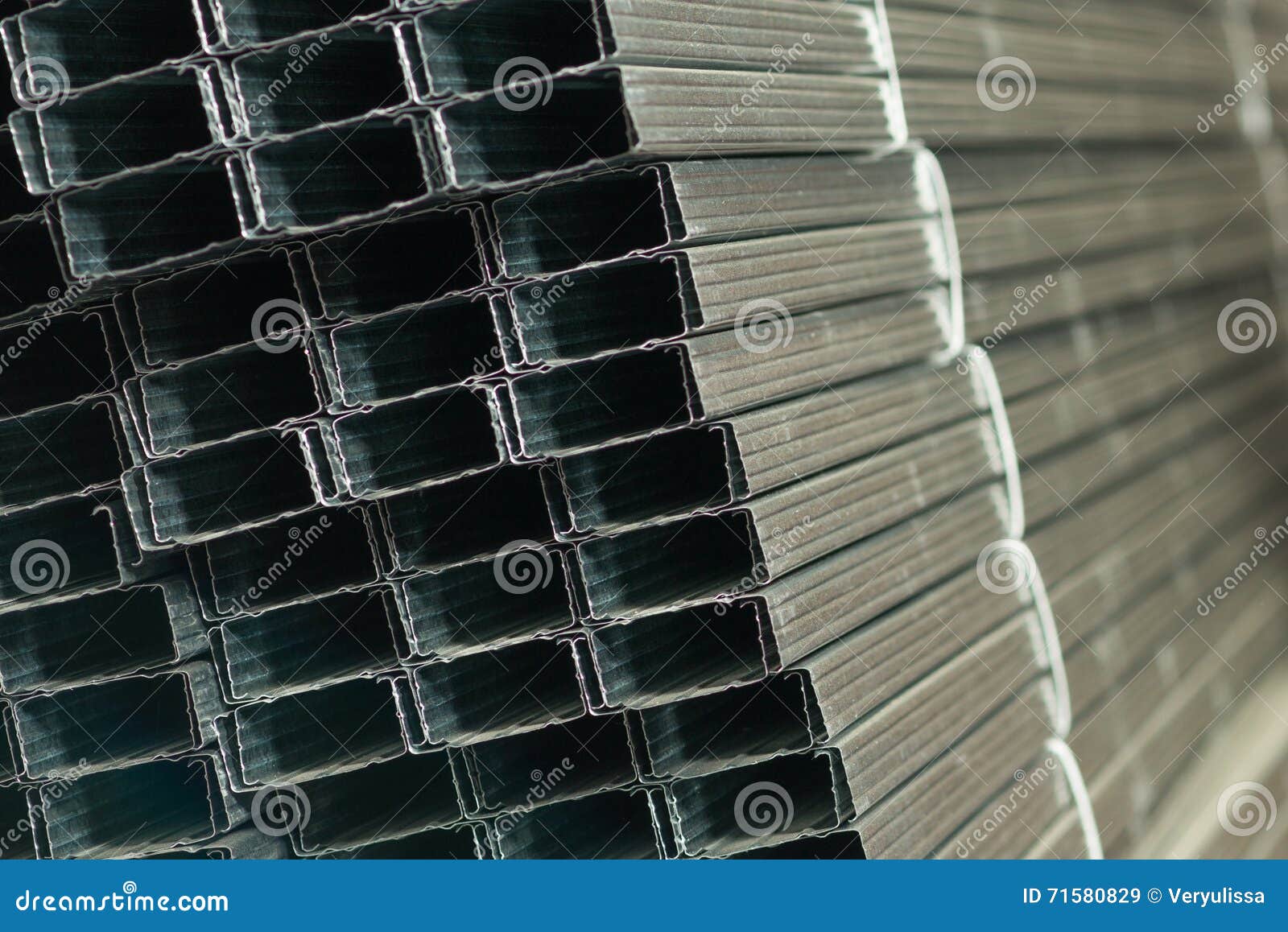 Sheet Metal Profiles Close Up Stock Image - Image of factory, tube ...