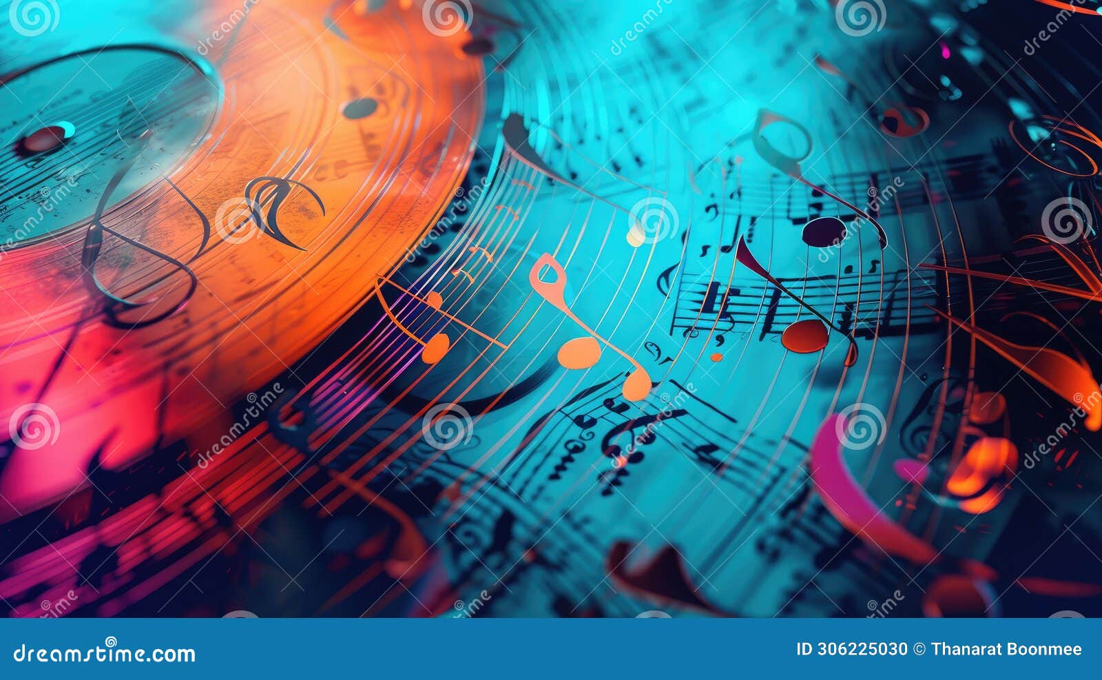 Sheet Music Adorned with Colorful Music Notes, Creating a Vibrant ...