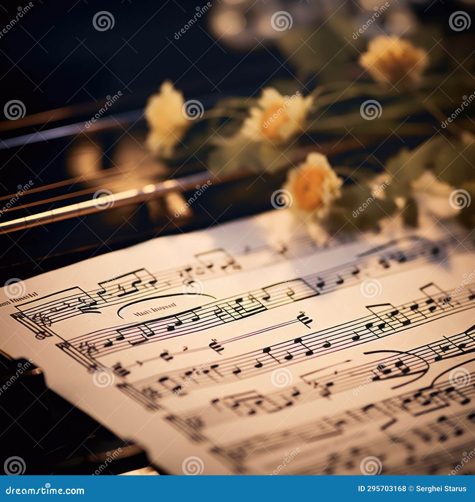 A Sheet of Music with Flowers on it, AI Stock Illustration ...