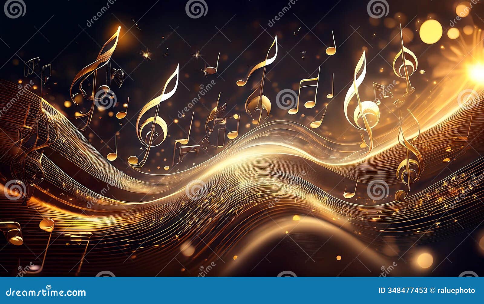 Sheet Music with Flowing Musical Notes Classic, Elegant Design Stock ...