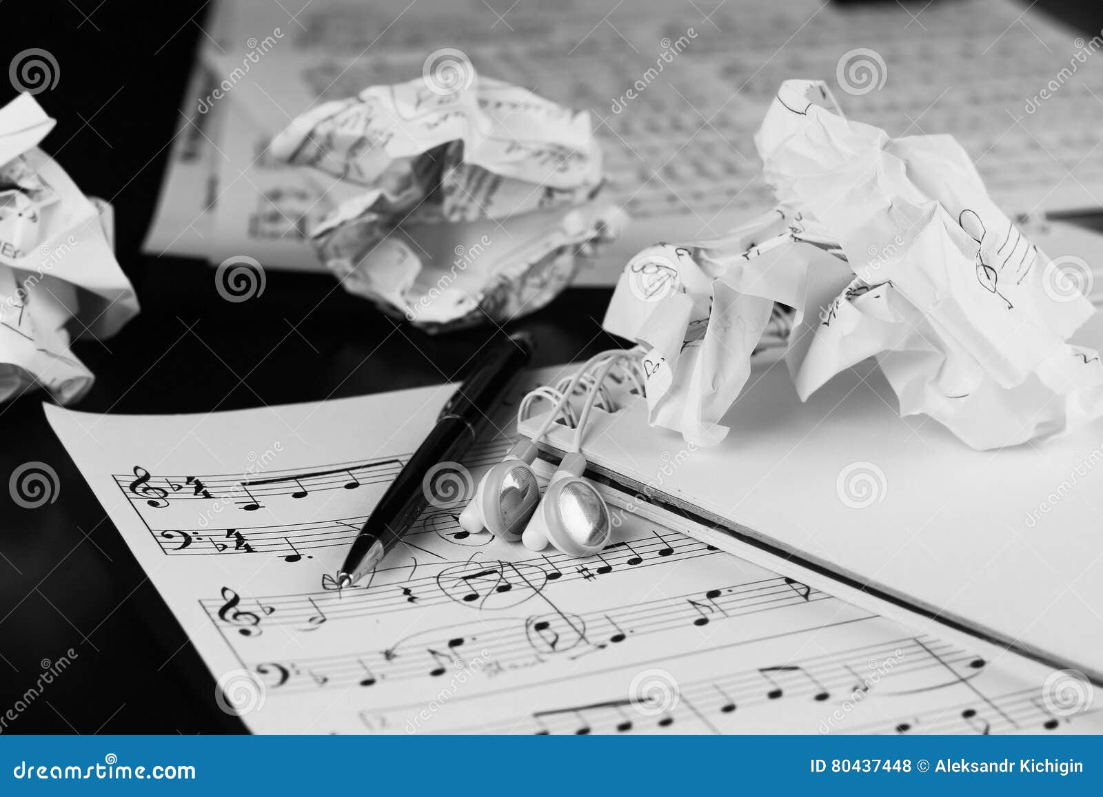 Sheet Music with a Number of Accessories Stock Photo - Image of notes ...