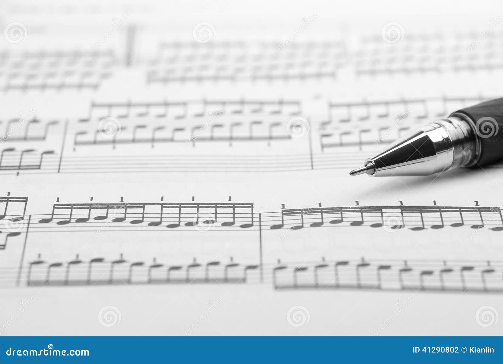 Sheet music and pen stock photo. Image of detail, lessons - 41290802