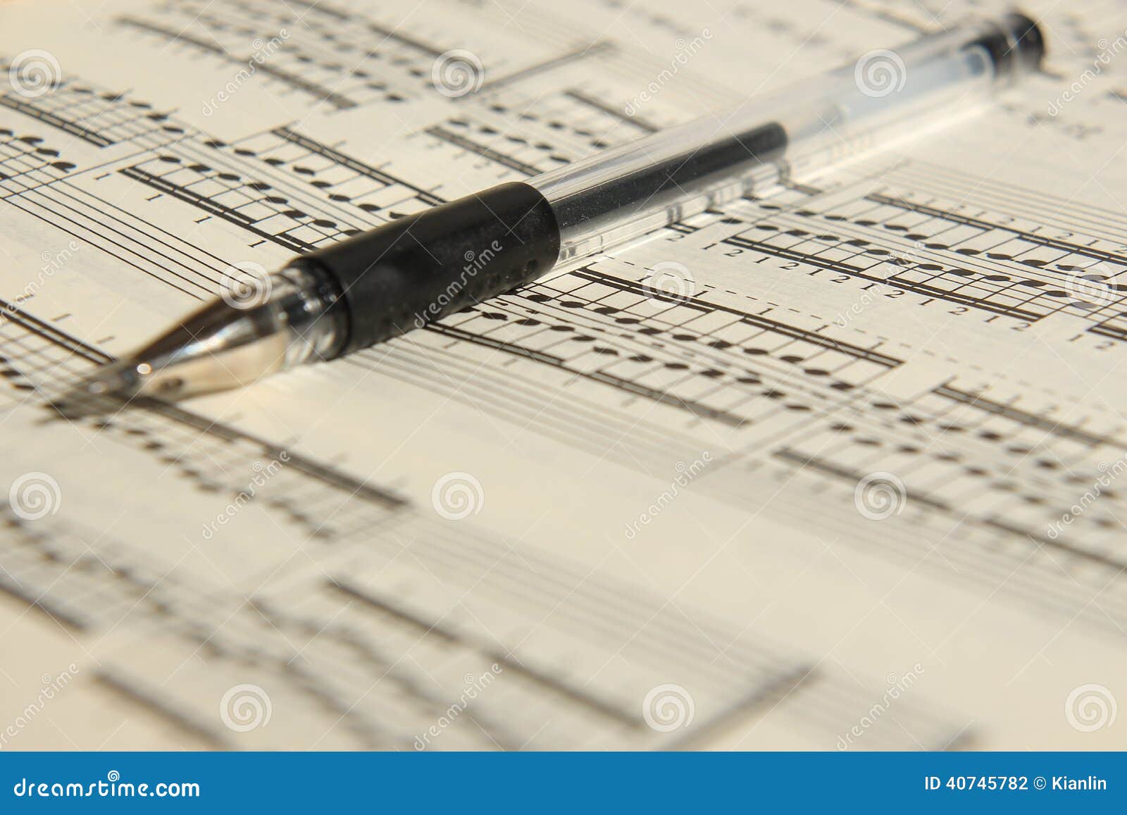 Sheet music and pen stock photo. Image of detail, chord - 40745782