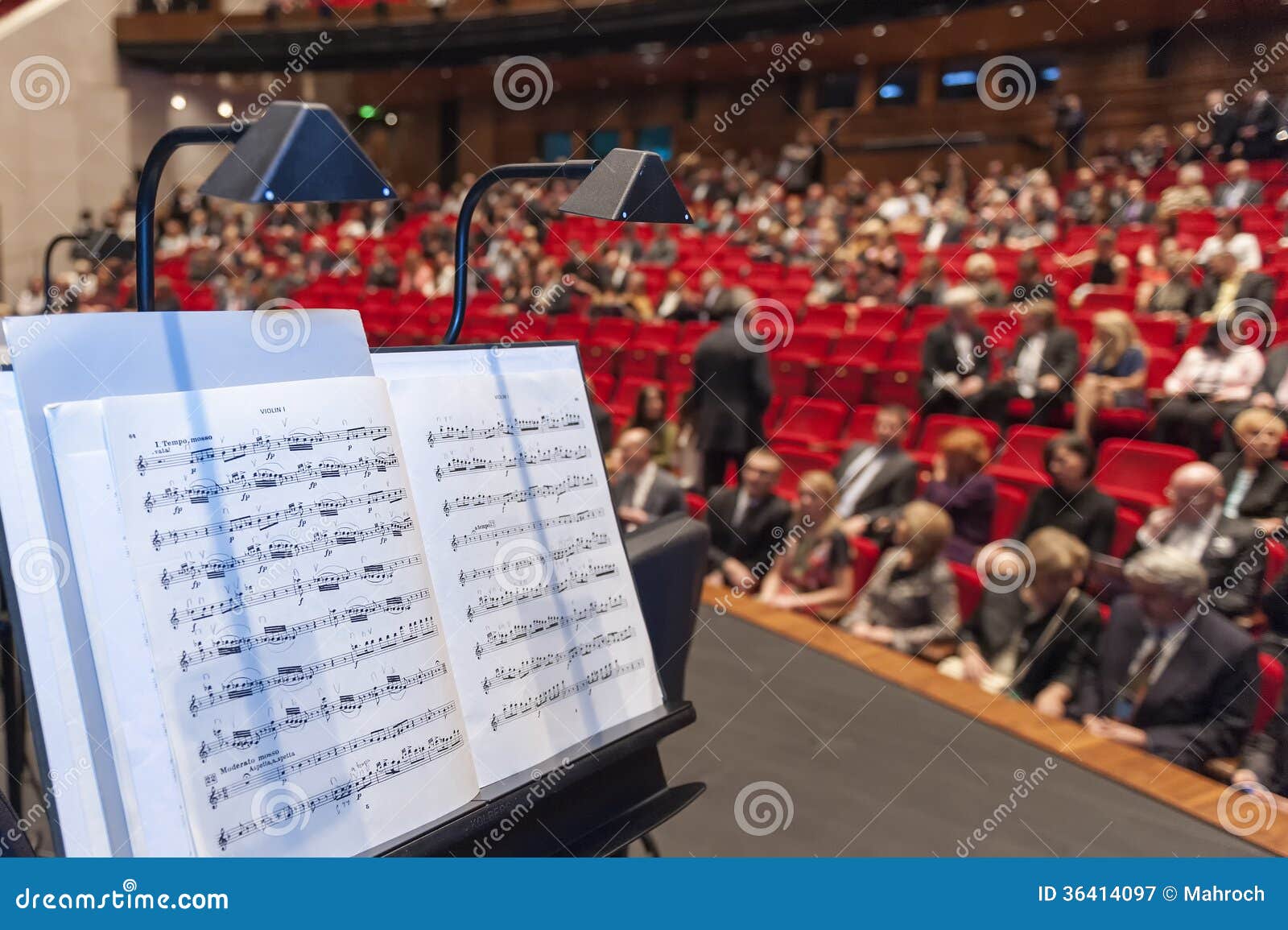 Sheet music at the stage stock image. Image of musical - 36414097