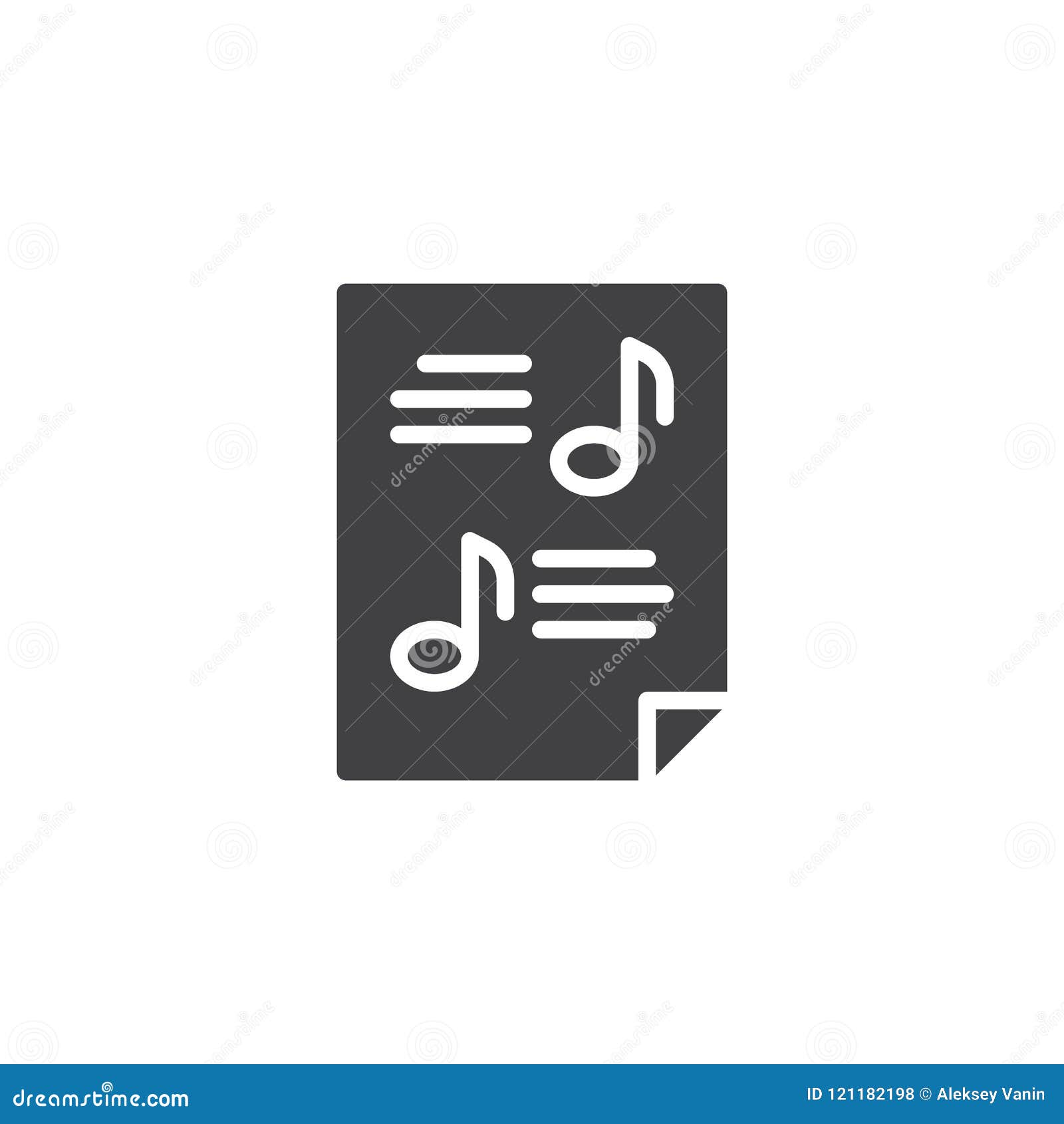 Sheet music vector icon stock vector. Illustration of solid - 121182198