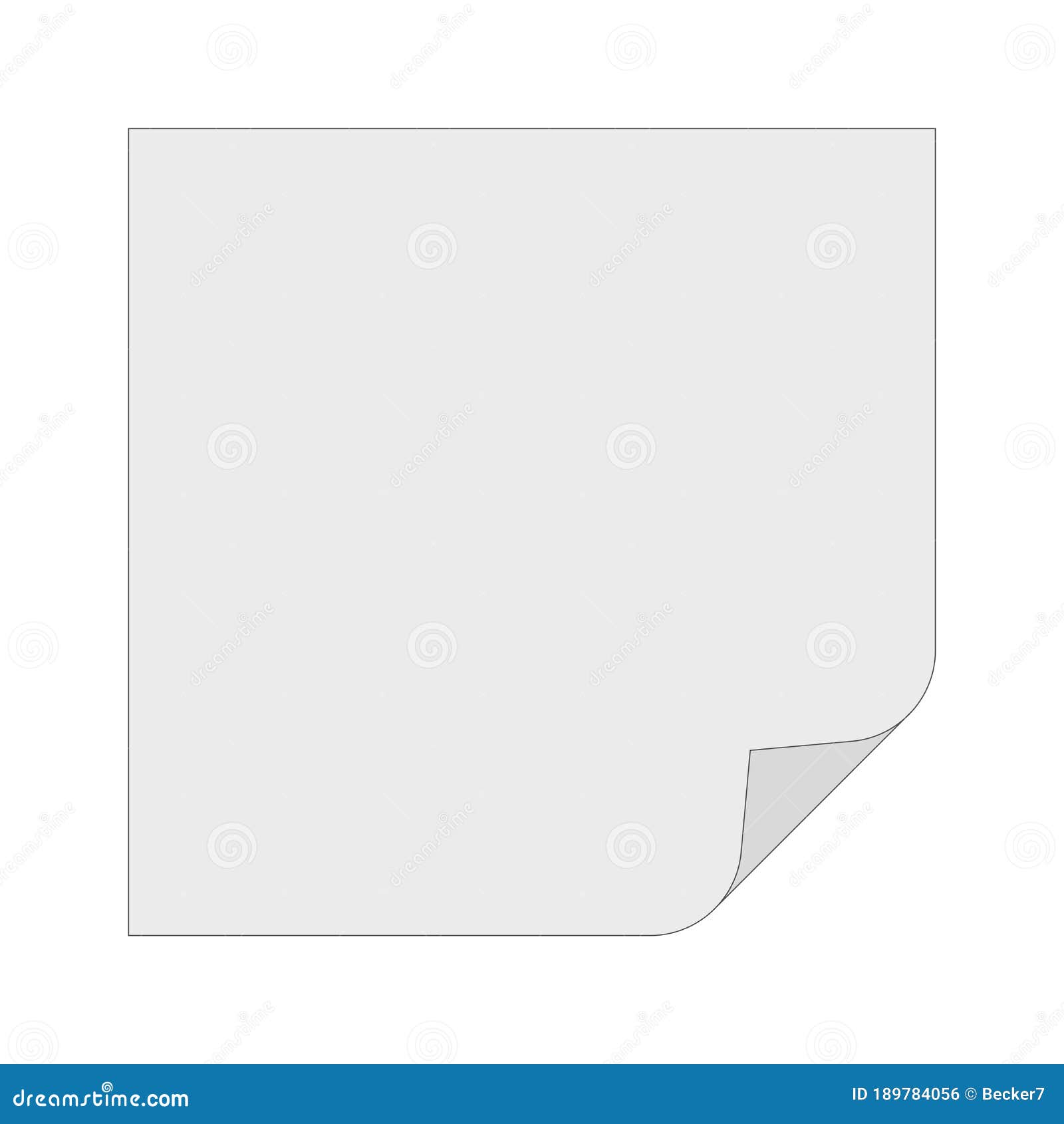 A Sheet of Note Paper with a Bent Right Bottom Corner. Vector Icon ...