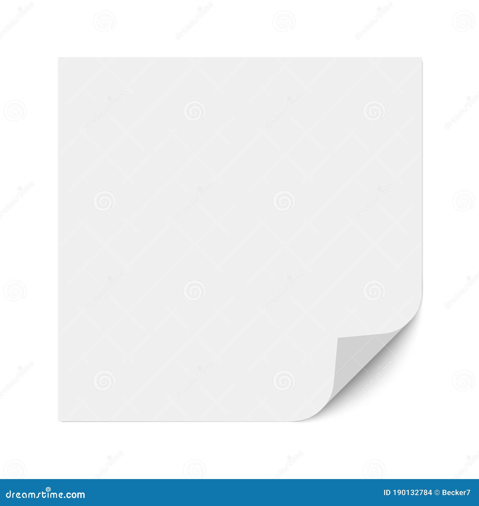 A Sheet of Note Paper with a Bent Right Bottom Corner. Vector ...