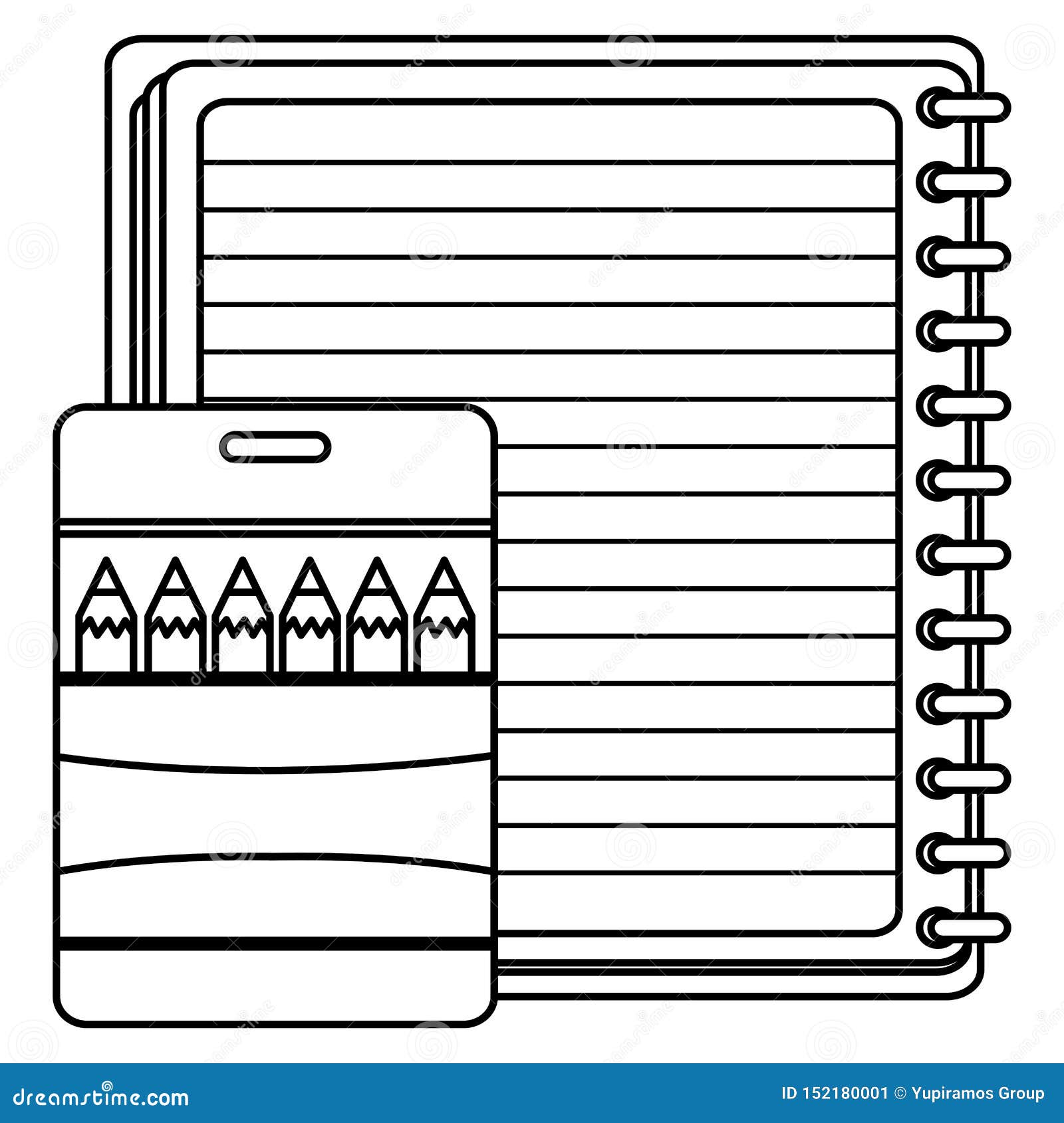 Sheet of Notebook Paper with Colors Pencils Stock Vector - Illustration ...