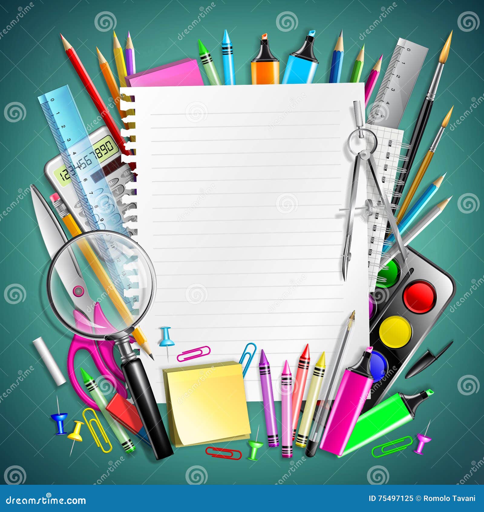 Sheet Notepad and Frame stock vector. Illustration of stationery - 75497125