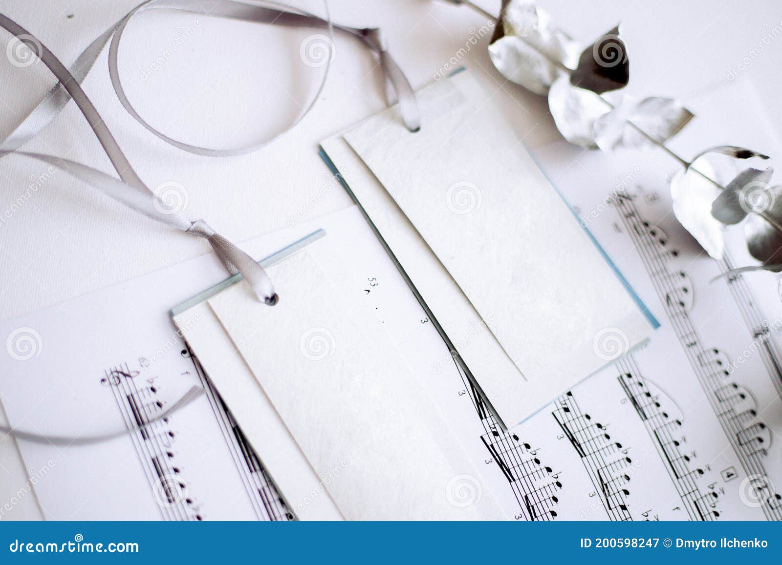 Sheet of Notes, Printed Letter, Badges on a Ribbon, Silver Plated Twigs ...