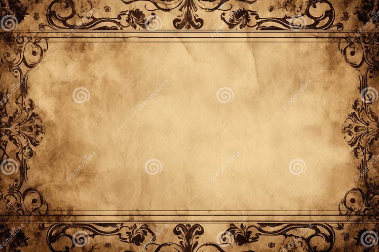 A Sheet of Old Brown Paper with a Frame. Generative Ai Stock ...