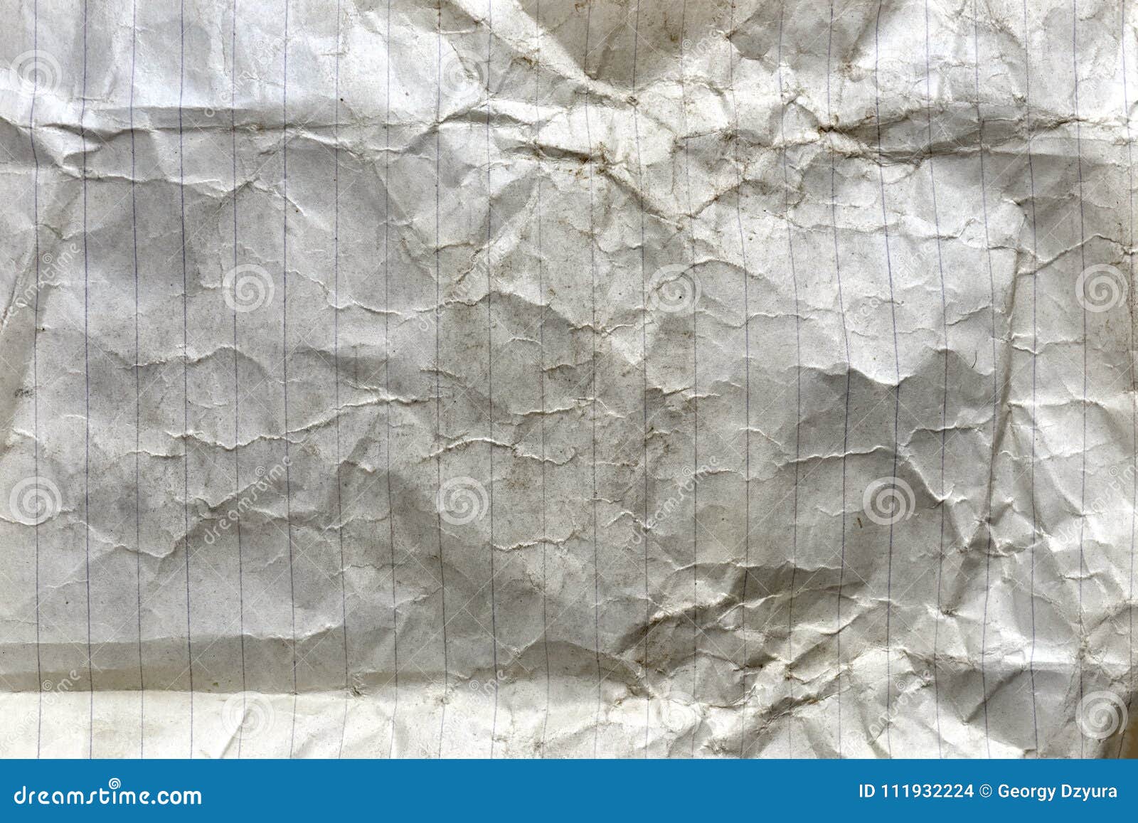 Crumpled Old Lined White Paper Stock Photo - Image of abstract, edge ...