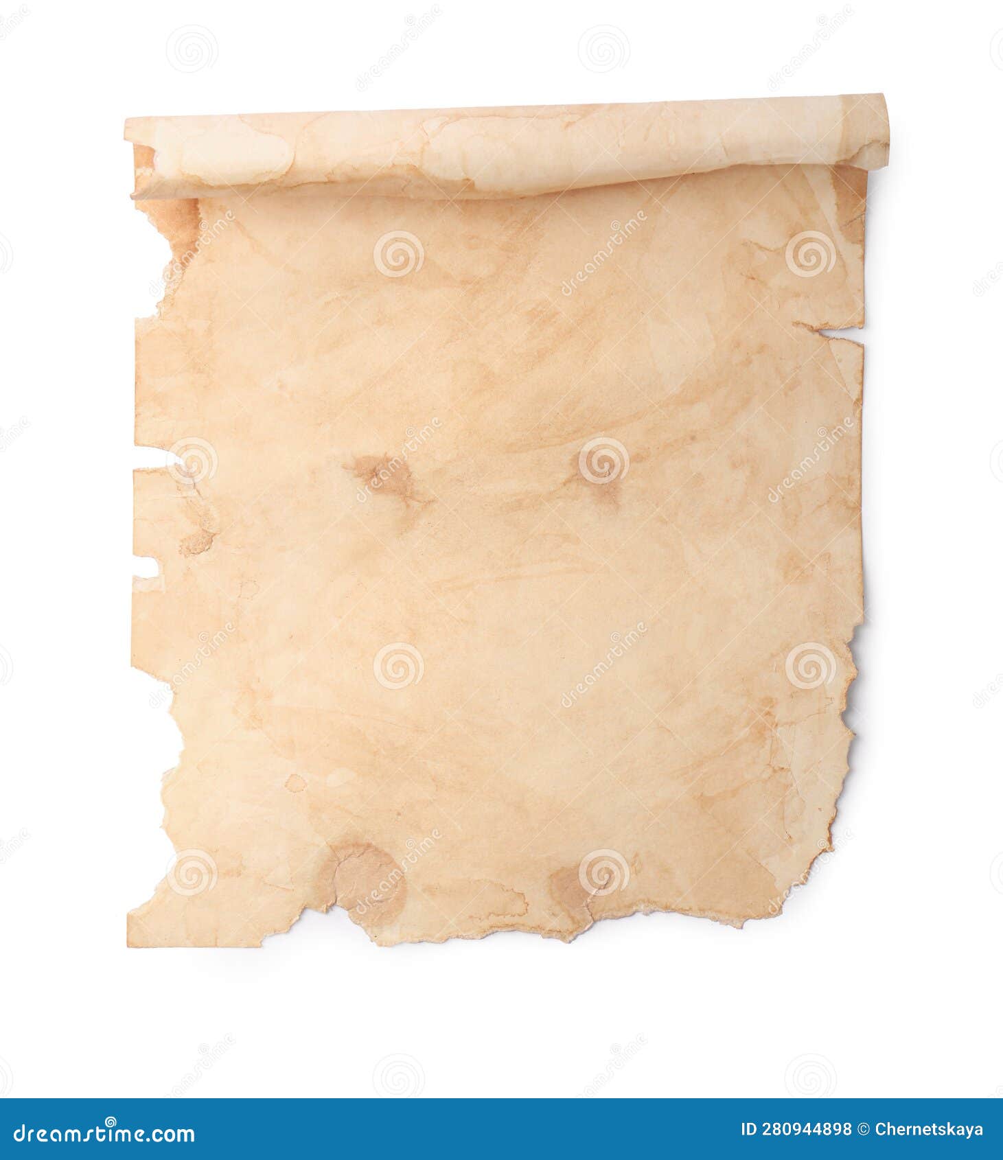Sheet of Old Parchment Paper on White Background, Top View Stock Photo ...