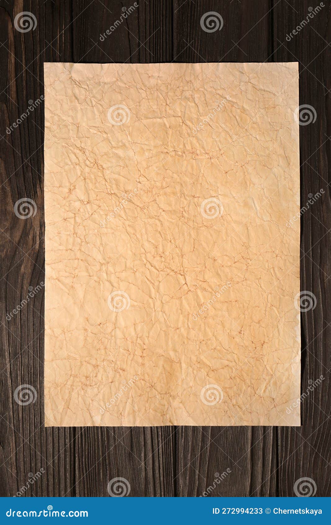 Sheet of Old Parchment Paper on Wooden Table, Top View Stock Image ...