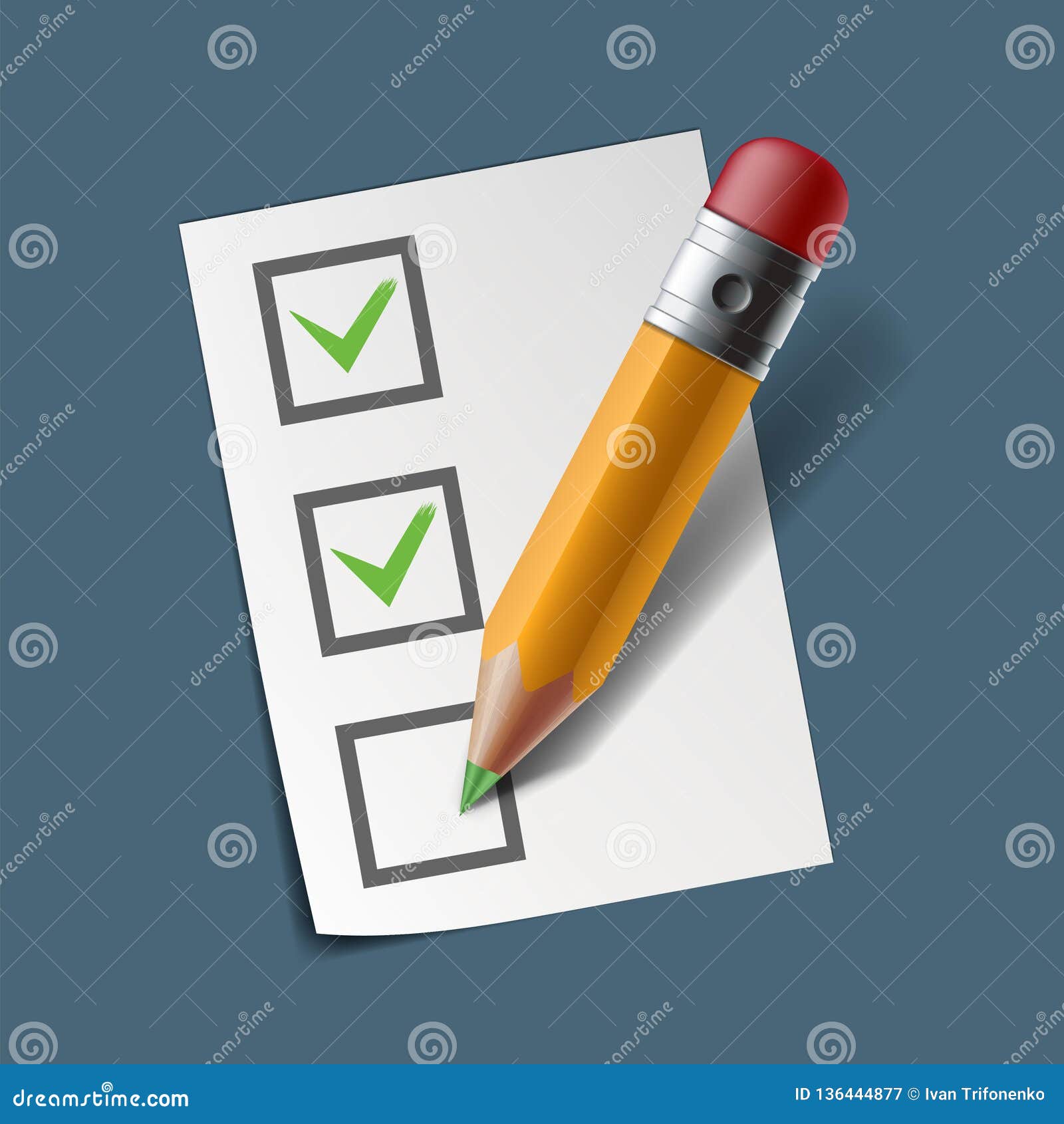 Sheet of Paper with Check Marks. Document Form with Checklist Stock ...