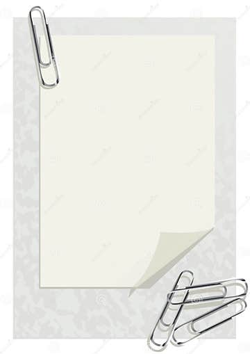 Sheet of a paper and clips stock vector. Illustration of materials ...