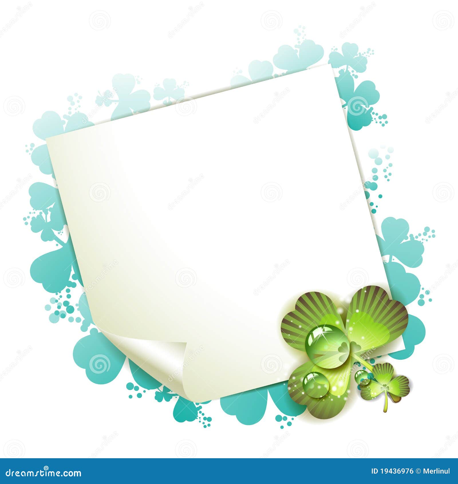 Sheet of paper and clover stock vector. Illustration of concept - 19436976