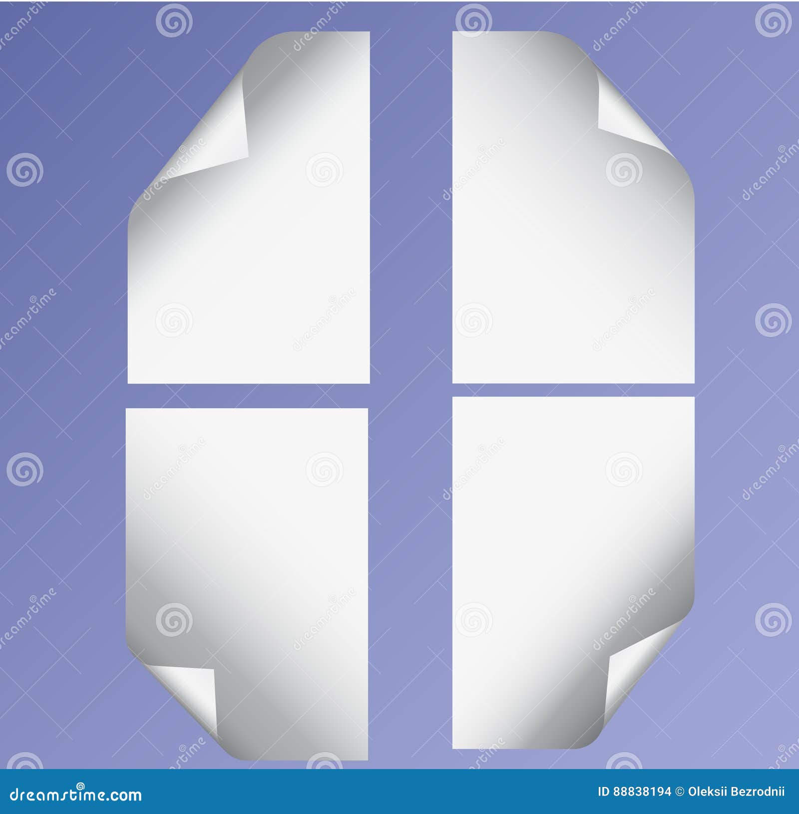 Sheet of paper with curved stock vector. Illustration of note - 88838194