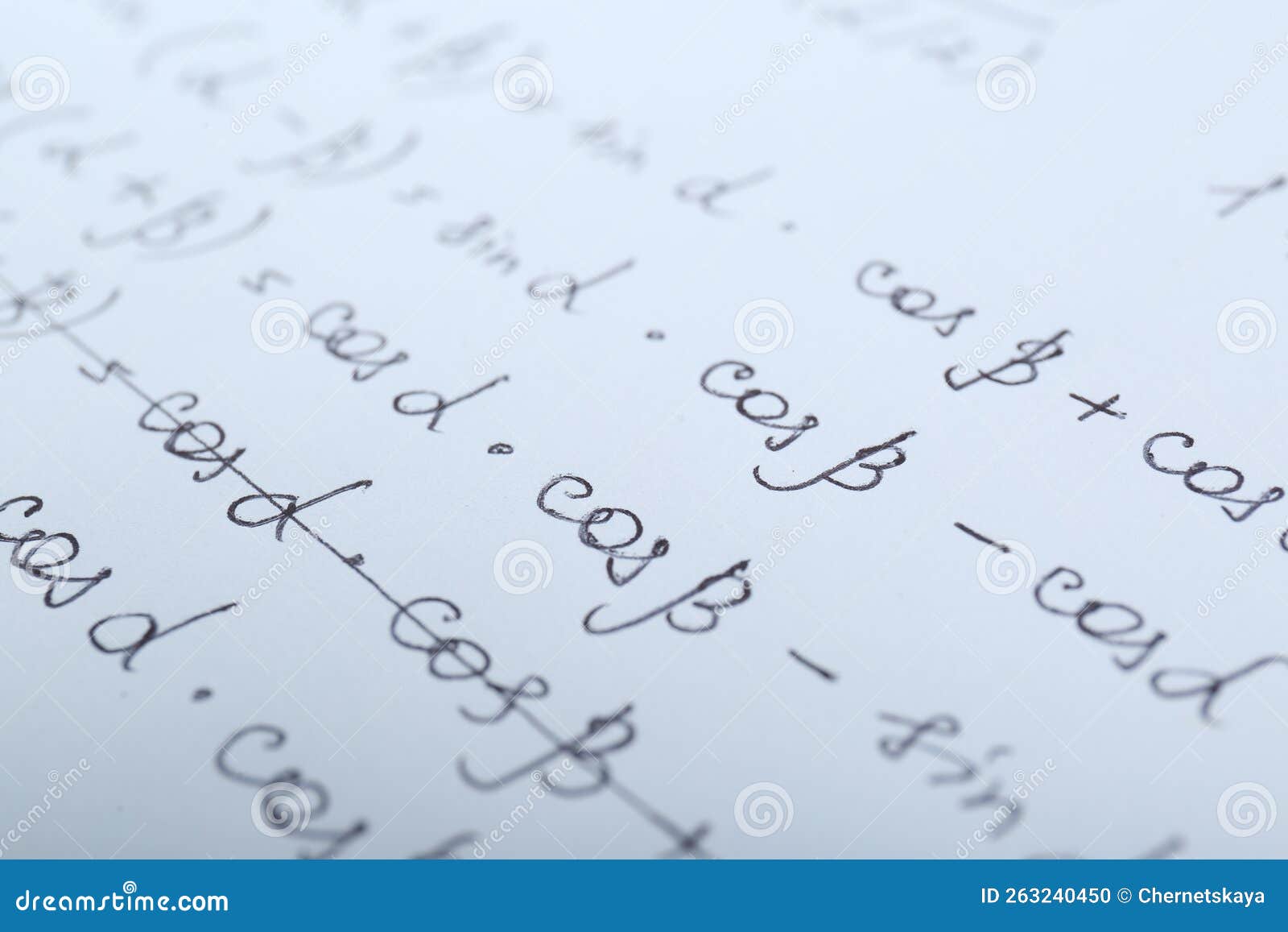 Sheet of Paper with Different Mathematical Formulas, Closeup Stock ...