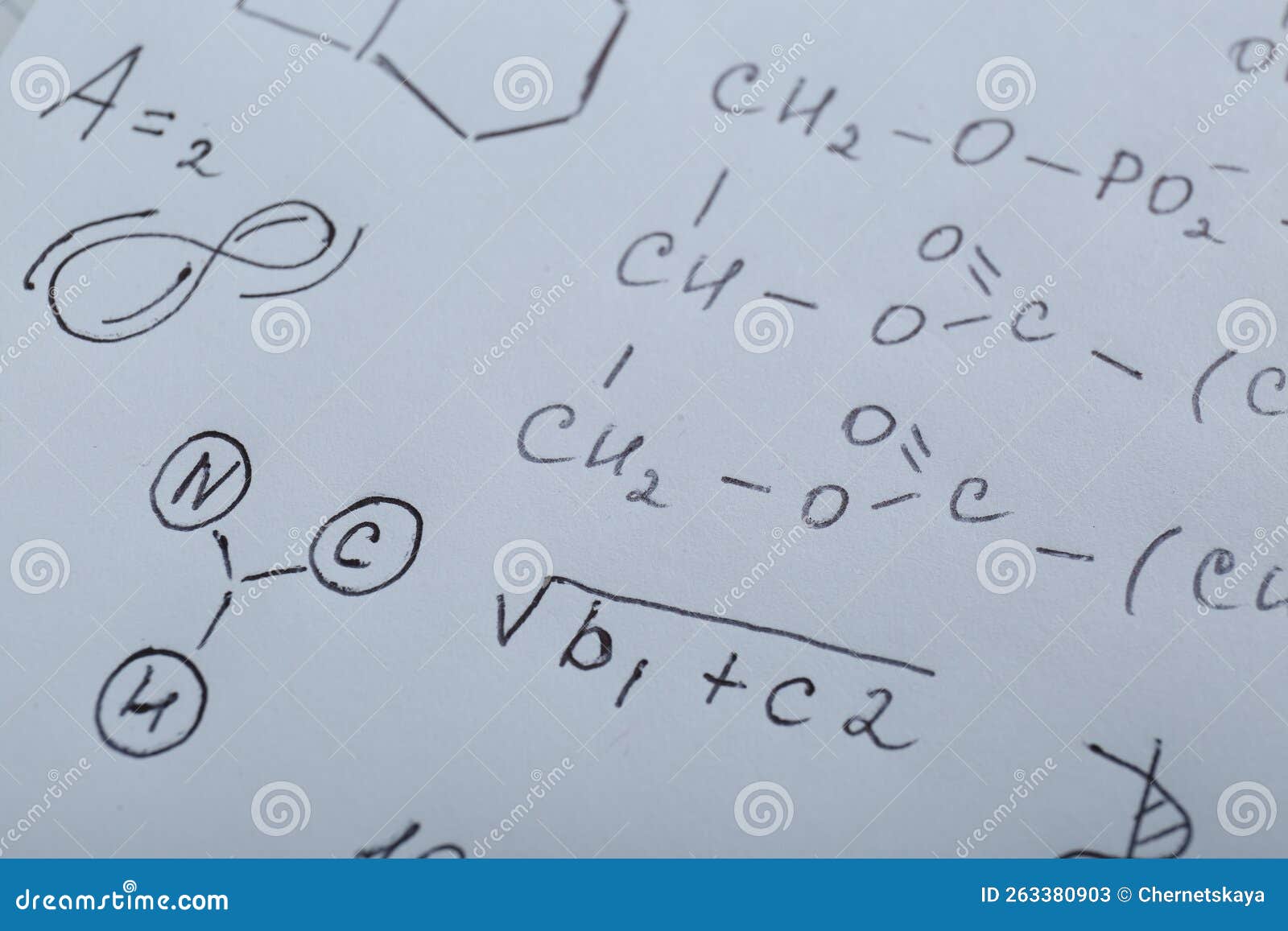 Sheet of Paper with Different Mathematical Formulas, Closeup Stock ...