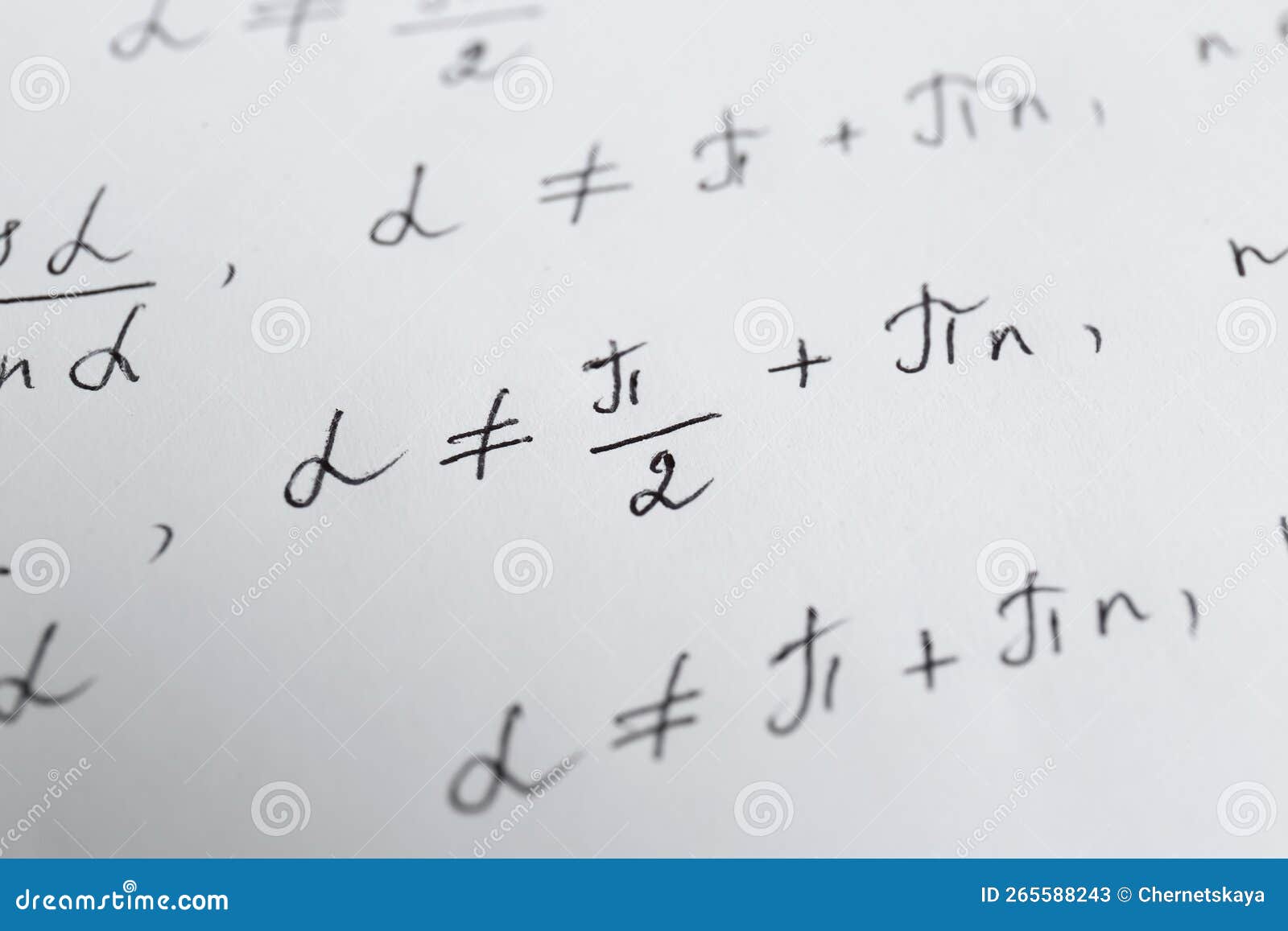 Sheet of Paper with Different Mathematical Formulas, Closeup Stock ...