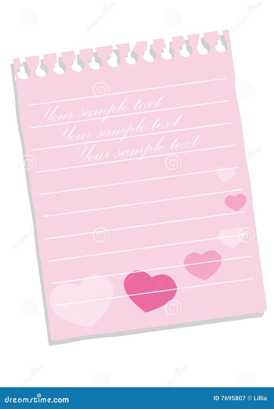 Sheet of paper with hearts stock vector. Illustration of greeting - 7695807