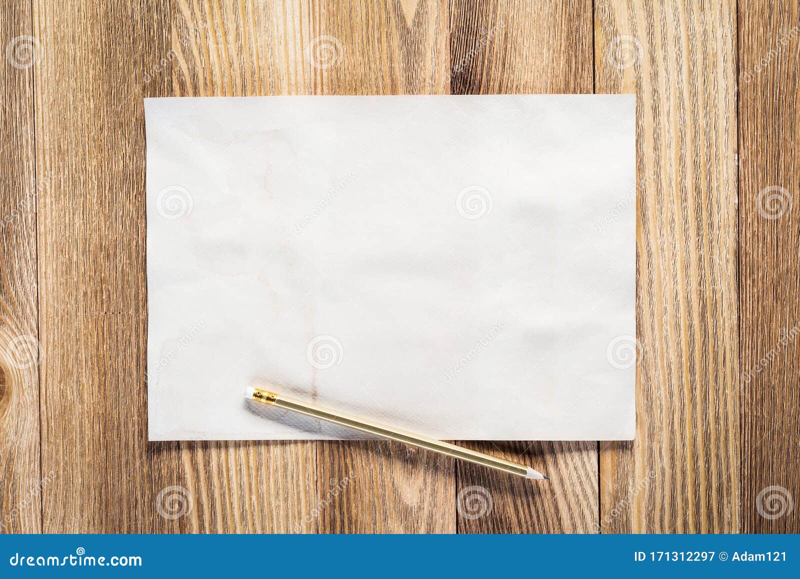 Sheet of Paper Lying on Wooden Table Stock Image - Image of artist ...