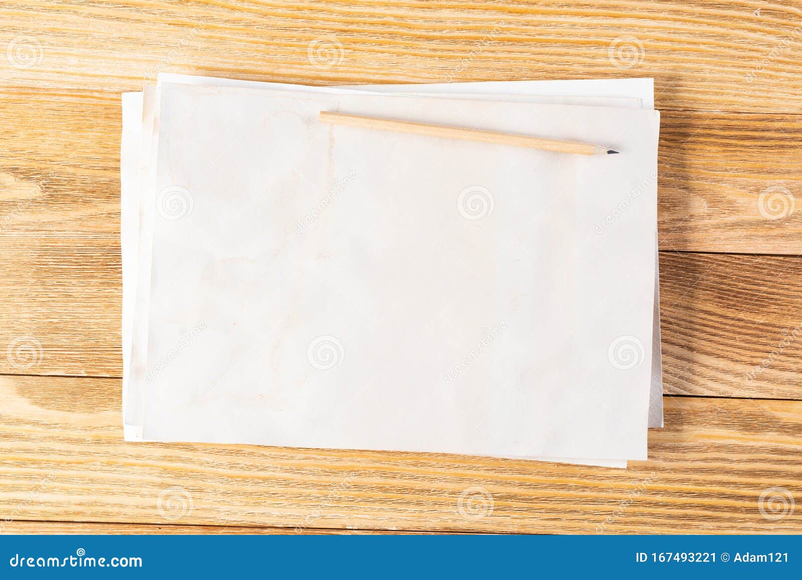 Sheet of Paper Lying on Wooden Table Stock Image - Image of scrapbook ...