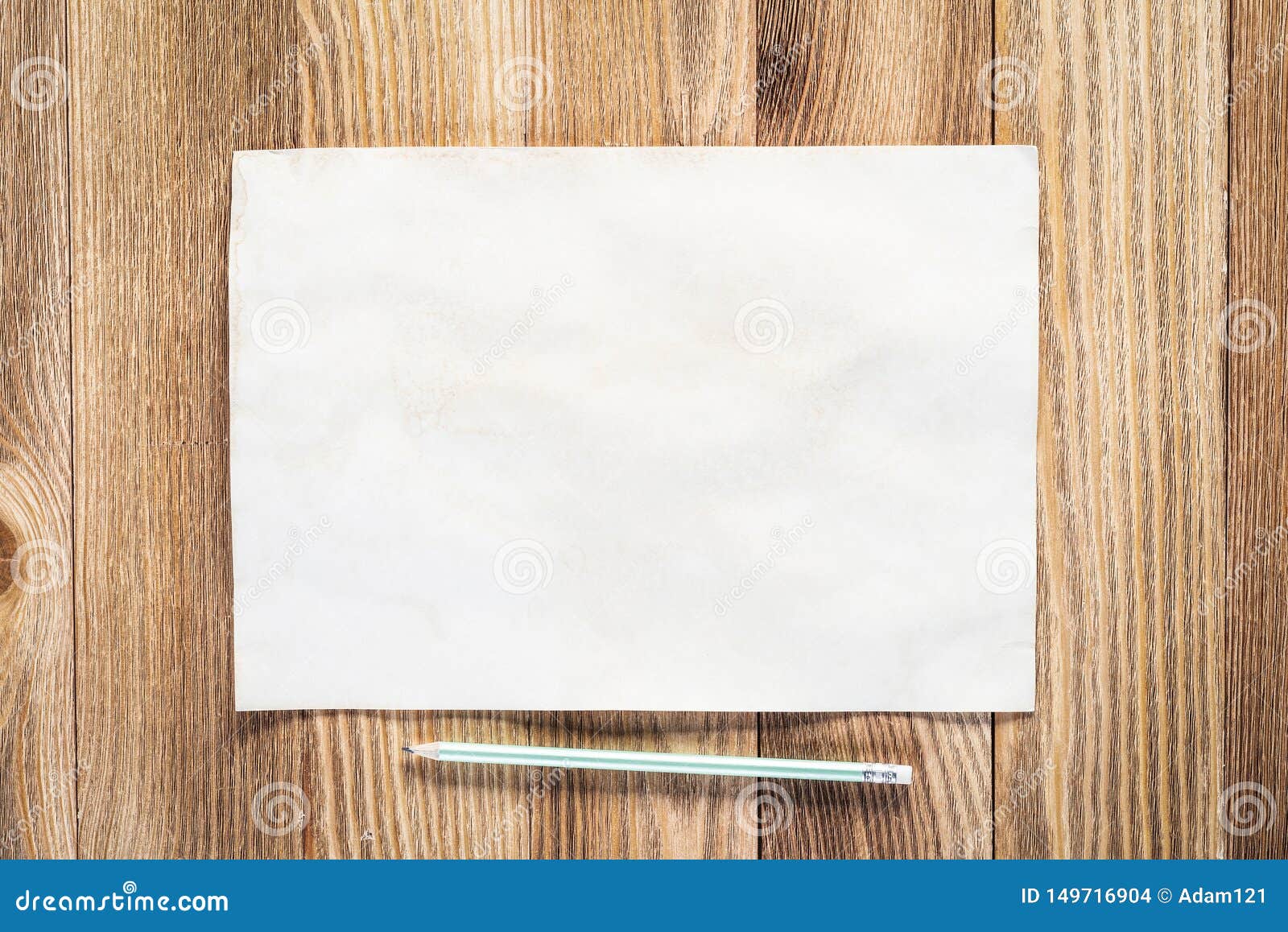 Sheet of Paper Lying on Wooden Table Stock Photo - Image of ...