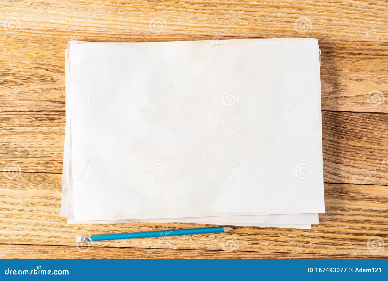 Sheet of Paper Lying on Wooden Table Stock Image - Image of background ...